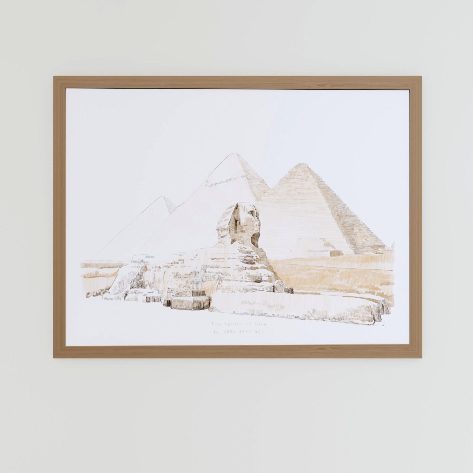 Great Sphinx of Giza Poster, Egyptian Art Prints, Drawing of the Great ...
