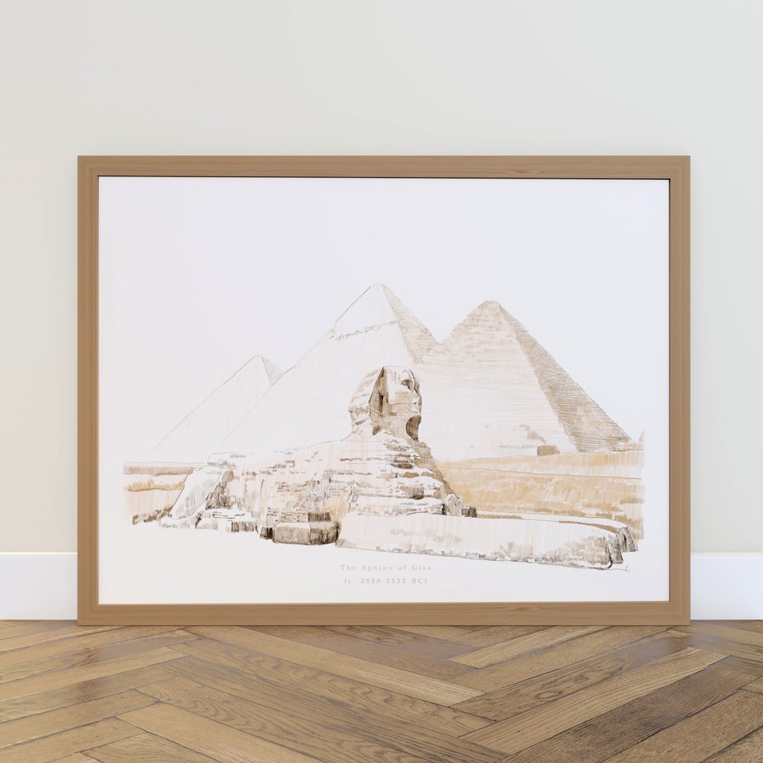 Great Sphinx of Giza Poster, Egyptian Art Prints, Drawing of the Great ...