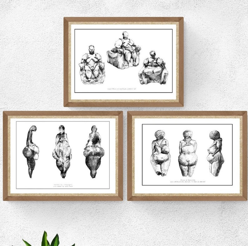 Neolithic Goddess and Paleolithic Print. Collection of 3 Archeology ...