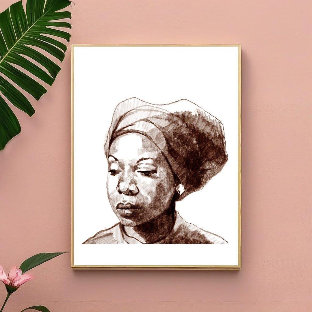 Nina Simone Poster, Pencil Drawing of Photo, Jazz Art Poster, Unique ...