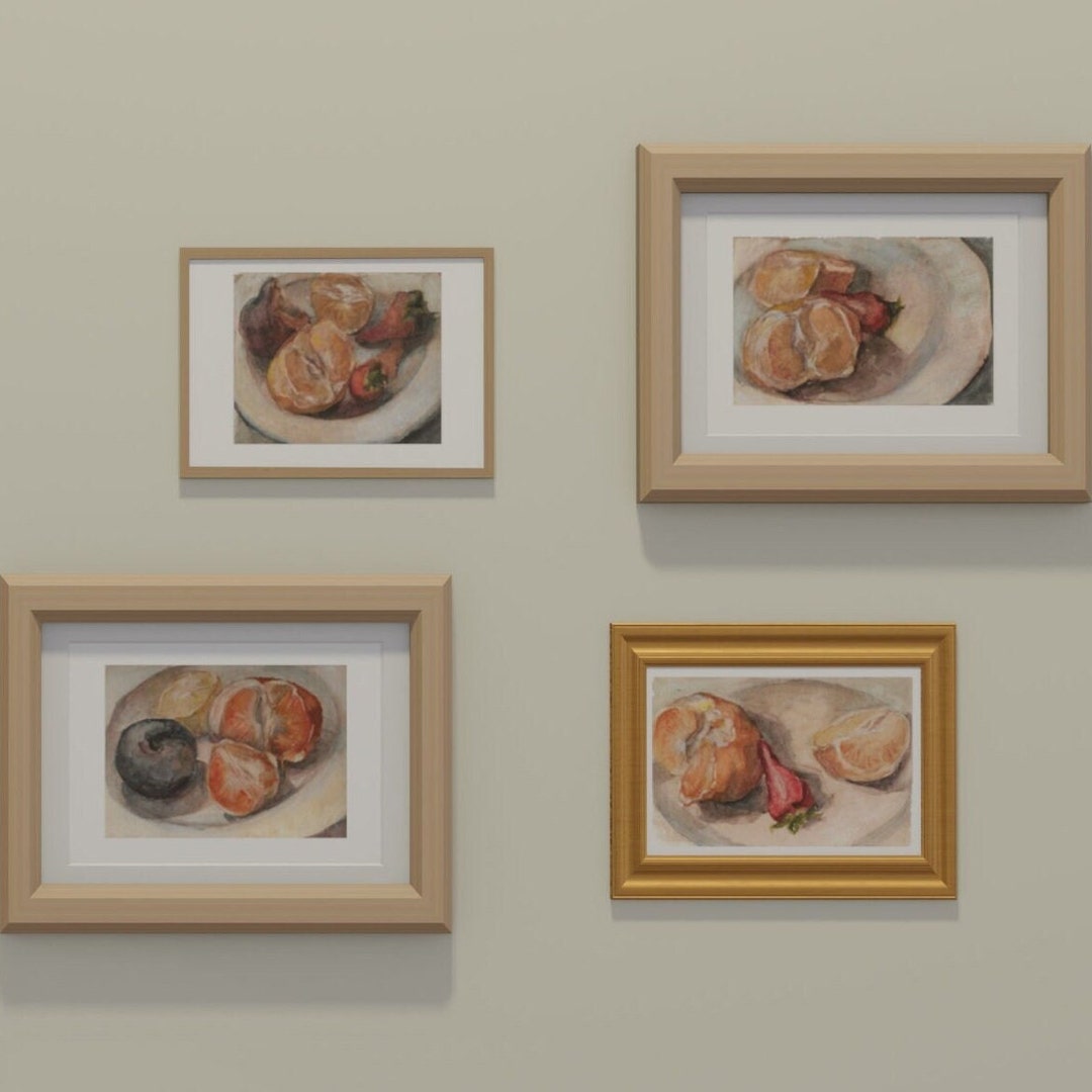 Still Life Painting Food, Watercolor Fruit Print, Set of 4 Prints. Wall ...