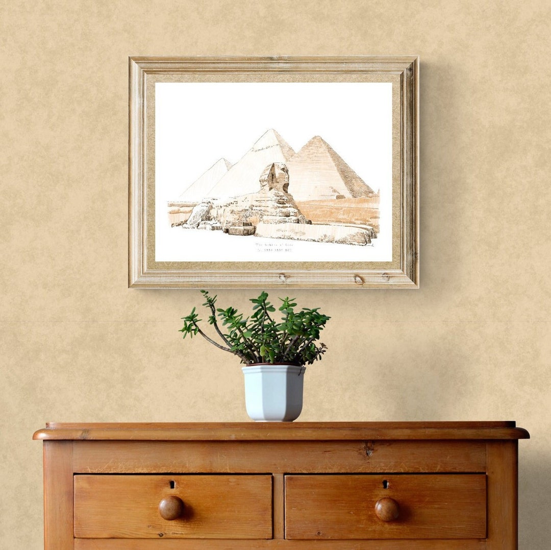 Great Sphinx of Giza Poster, Egyptian Art Prints, Drawing of the Great ...