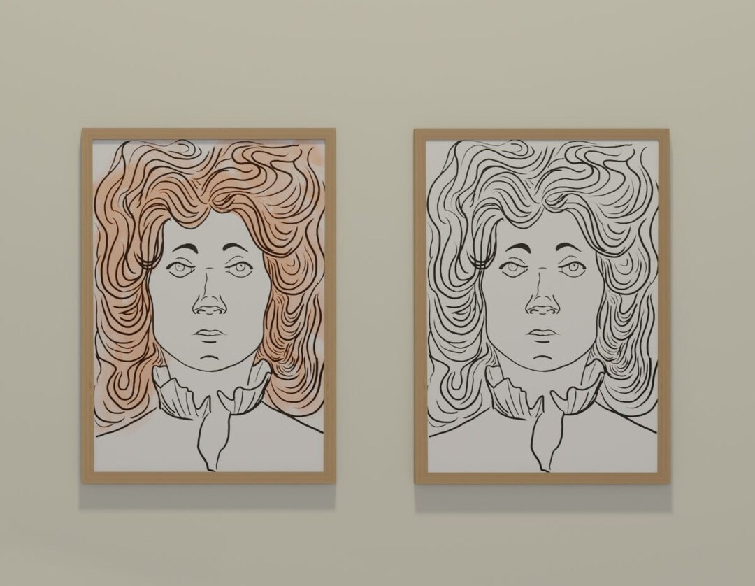 2 Printable Posters. Line Art Drawing. Portrait Art - Etsy