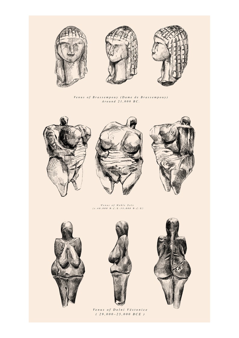 Paleolithic Venuses Posters, Venus Figurine Print, Paleolithic Art ...