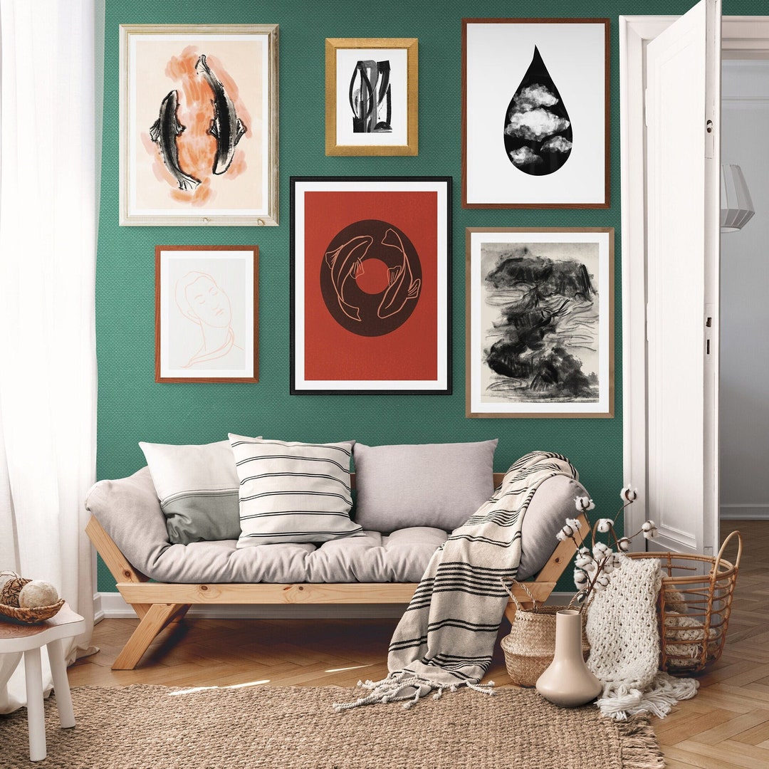 Modern Art Posters, Gallery Wall Set, Eclectic Artwork, Abstract Ink ...