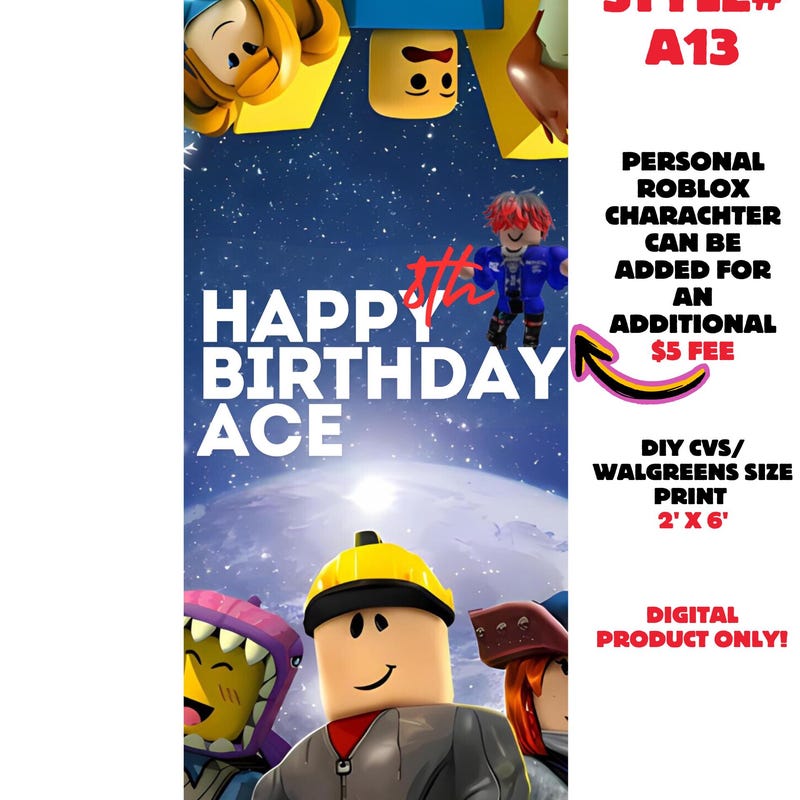 Roblox Birthday Banner Backdrop - Etsy