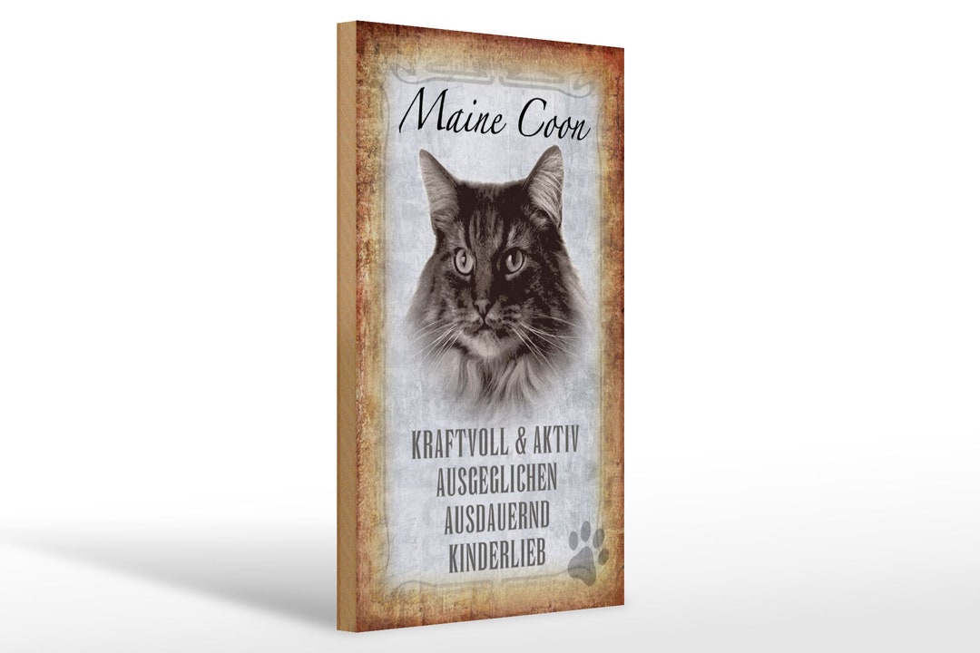 Wooden Sign Saying 20 X 30 Cm Maine Coon Cat Active Gift Decoration ...