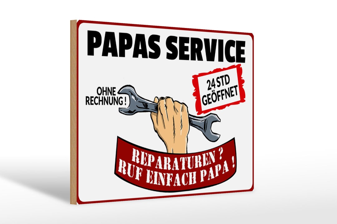 Wooden Sign Saying 30 X 20 Cm Papas Service Without Invoice Decoration ...