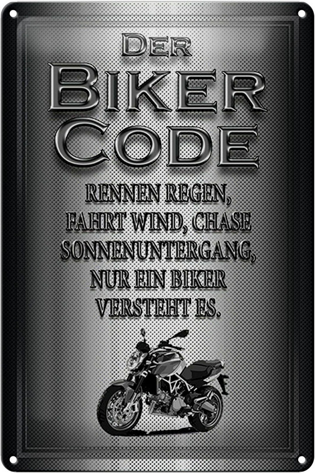 Blechschild Motorrad 20x30 cm Biker Code rennen regen wind - Etsy.de