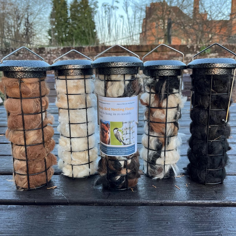 Alpaca Bird Nesting Material: Natural Wool Cylinder Hanging Holder - Etsy