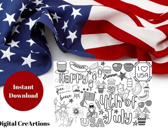 4th of July Kids Activity Sheet Independence Day Coloring - Etsy