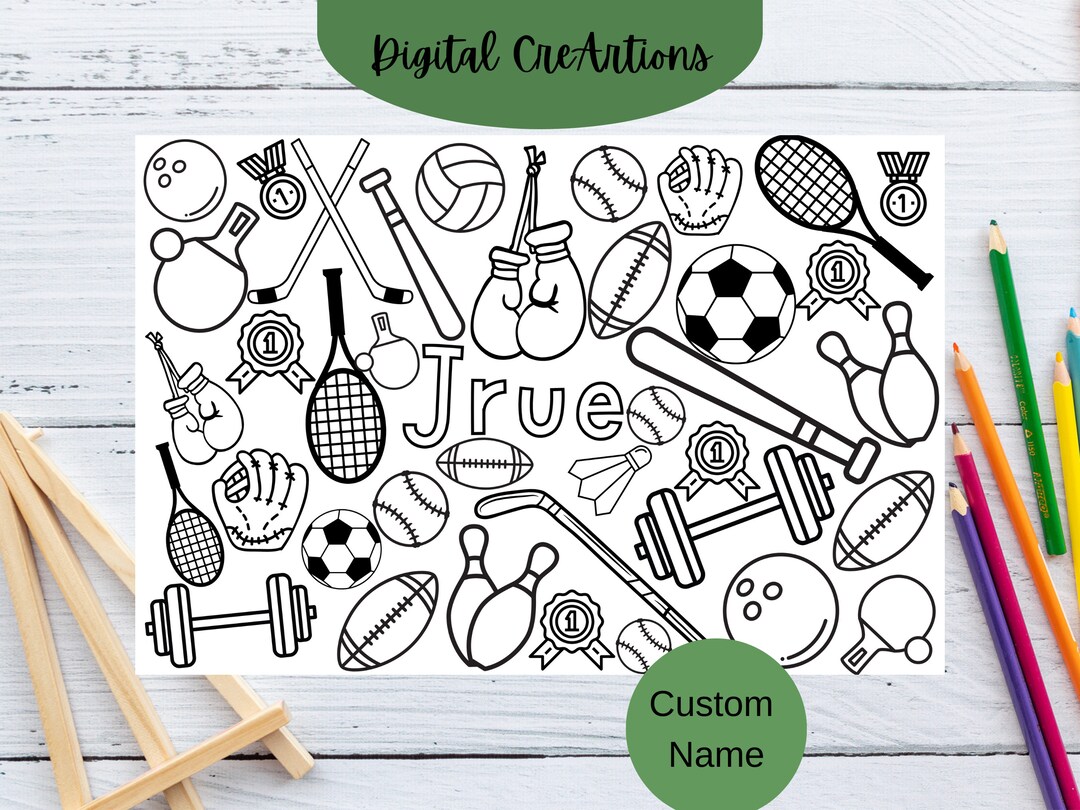 Custom Sports Coloring Page, Kids Activity, Sports Theme Party Activity ...