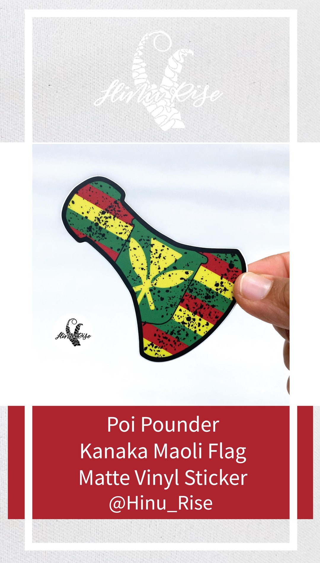 Kanaka Maoli Poi Pounder Sticker: Hawaii Flag Matte Vinyl (3x3”) - Etsy