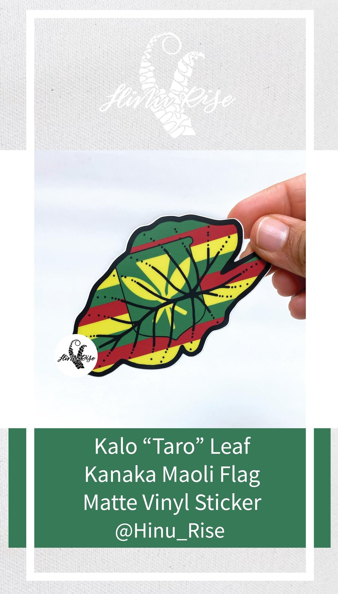 3X3” Kalo Leaf Sticker, Kanaka Maoli Flag Sticker, Hawaii Inspired ...