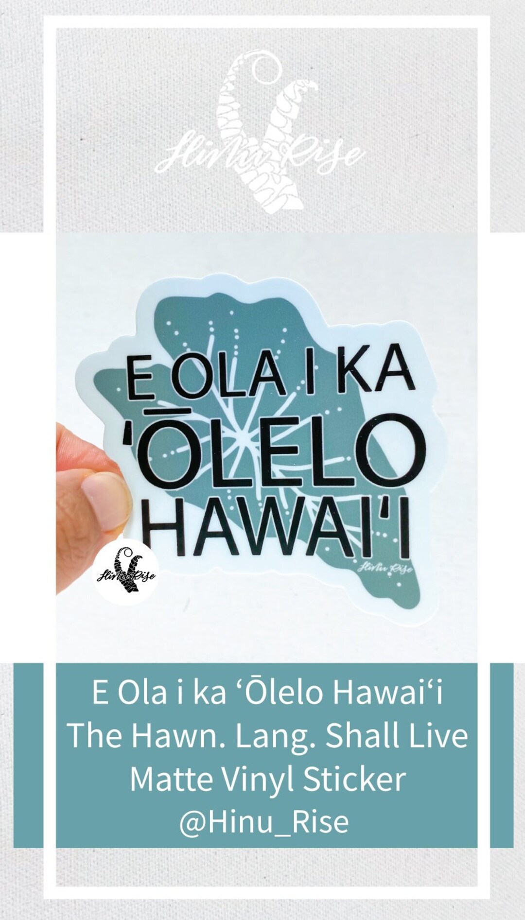 3”X3” E Ola Ka Olelo Hawaii, Pepili, Kalo Leaf, Matte Vinyl Sticker ...