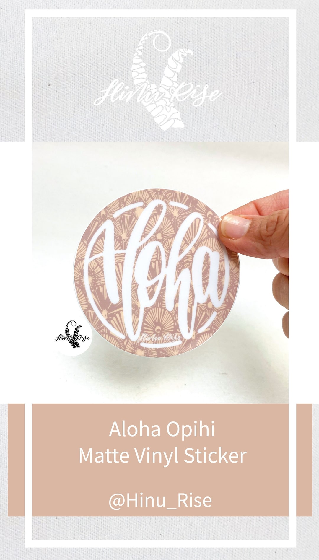 3X3” Aloha Sticker Hawaii, Aloha Vinyl Sticker Beige, Opihi Theme ...