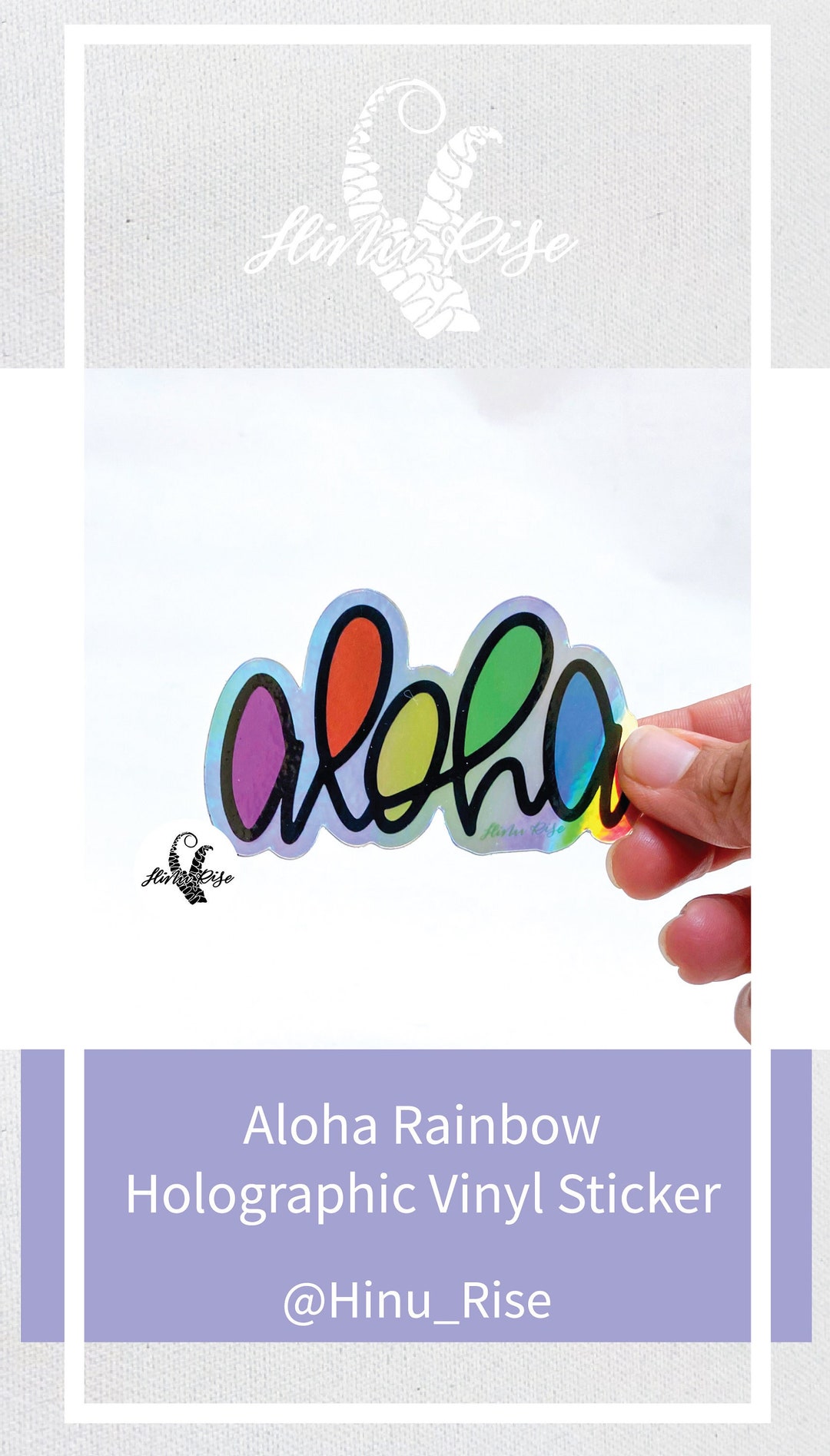 Aloha Rainbow Holographic Sticker: Hawaii Anuenue Vinyl (3x2”) - Etsy