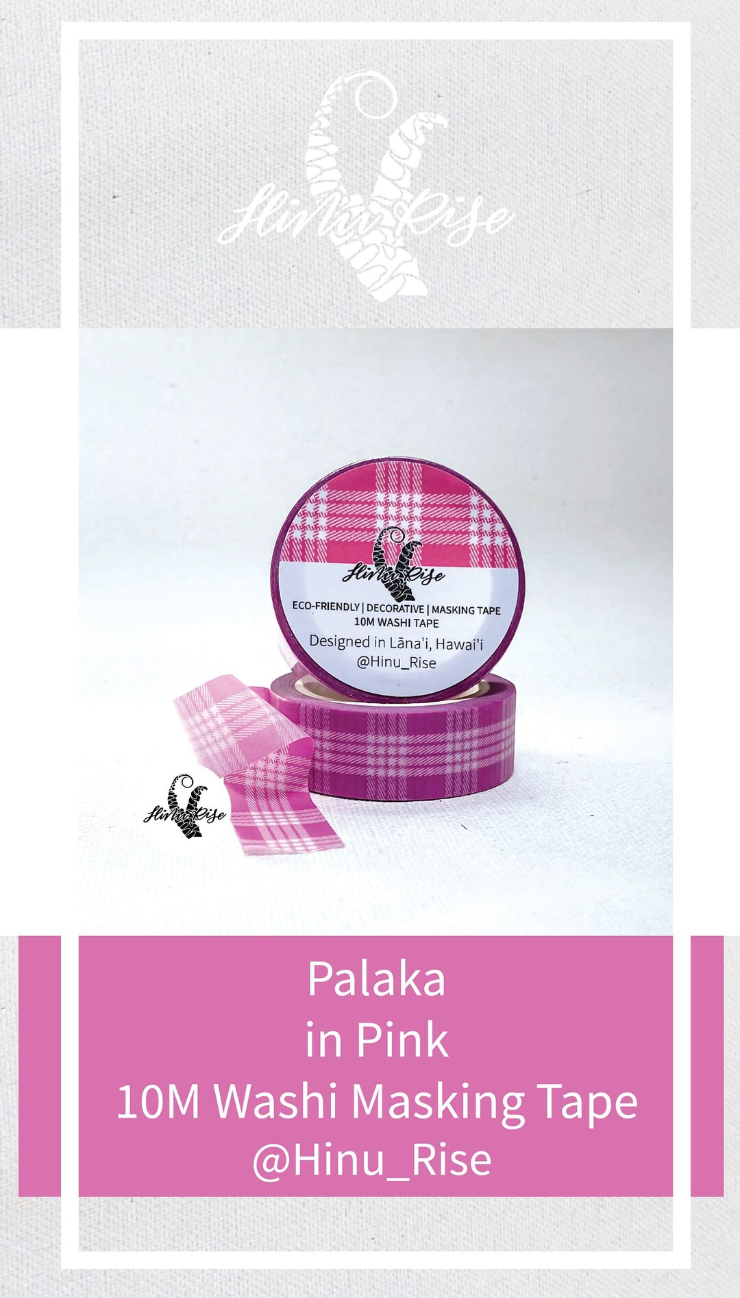 Pink Palaka Plaid Washi Tape, Hawaii Inspired (10mx15mm) - Etsy