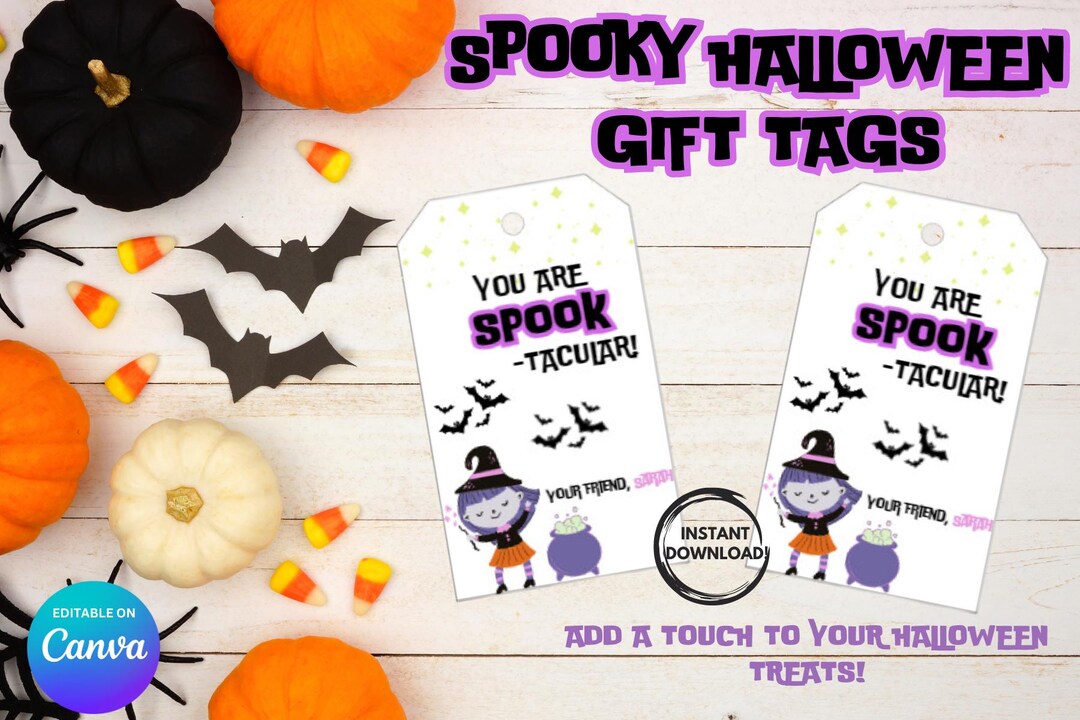 EDITABLE: Spooky Halloween Gift Tags, Trick or Treat Gift Tags for ...