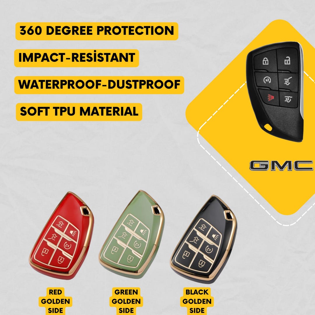 Gmc Key Fob Cover for 2021–2025 GMC Yukon XL - TPU, 6-button Remote ...