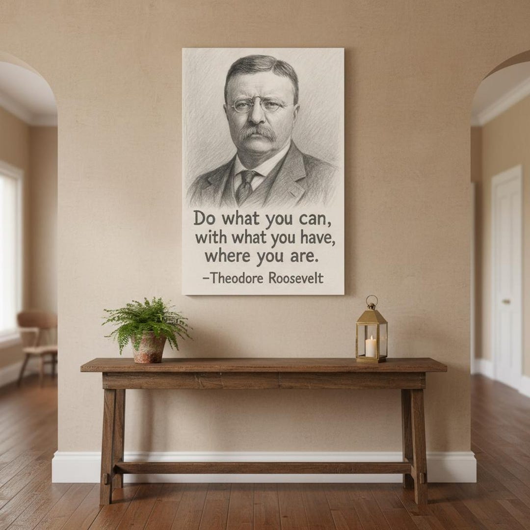 Theodore Roosevelt Sketch Canvas Print – Historical Quote Wall Art - Etsy