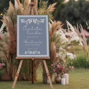 Editable Dusty Blue Cielito Lindo Baby Shower Welcome Sign, Papel ...