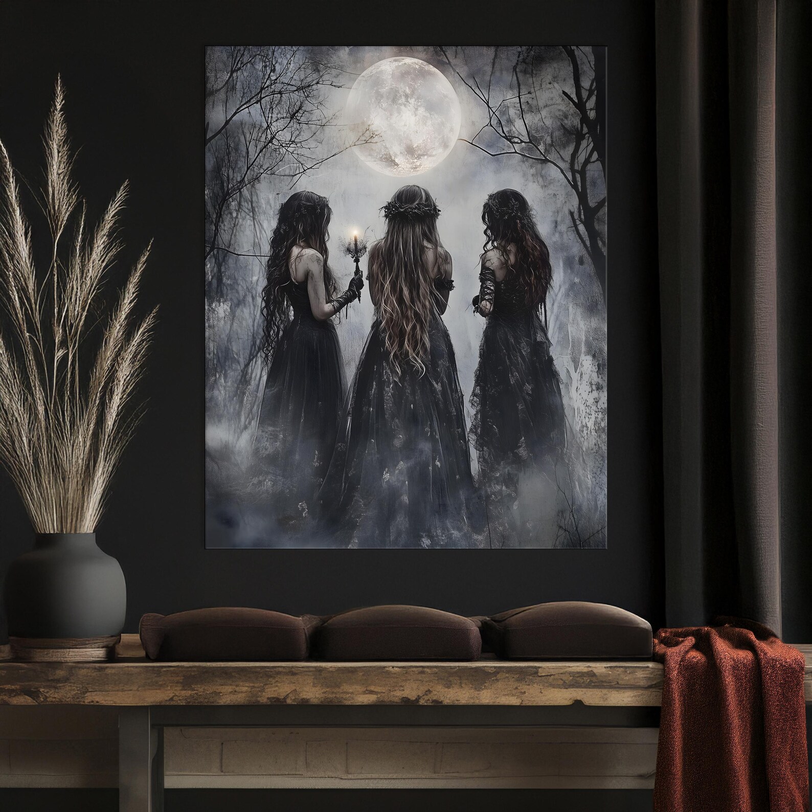 Moonlight Gathering the Coven 2, Fine Art Print or Canvas, Optional ...