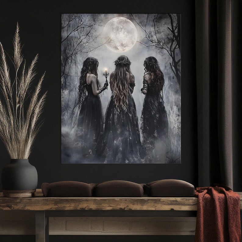 Moonlight Gathering the Coven 2, Fine Art Print or Canvas, Optional ...