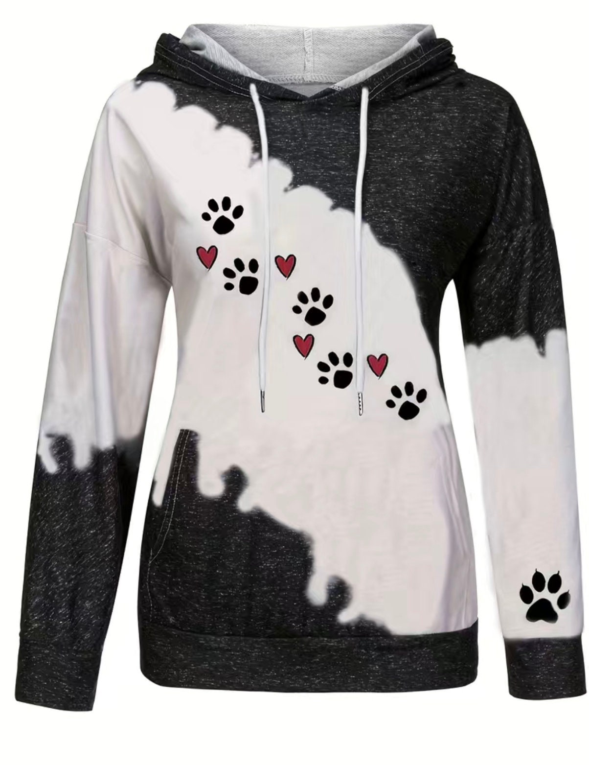 Paw Print Hooded Sweatshirt Paw Print Hoodie Womens Hooded Sweatshirt ...