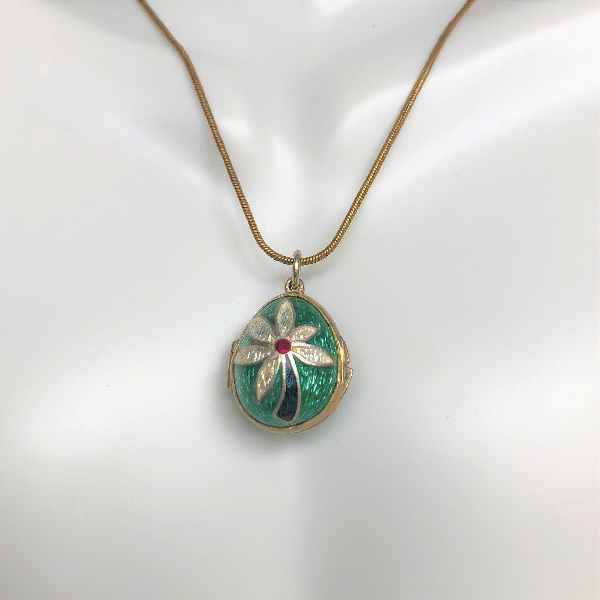 Antique Faberge Style Sterling Silver Guilloche Enamel Egg Locket ...