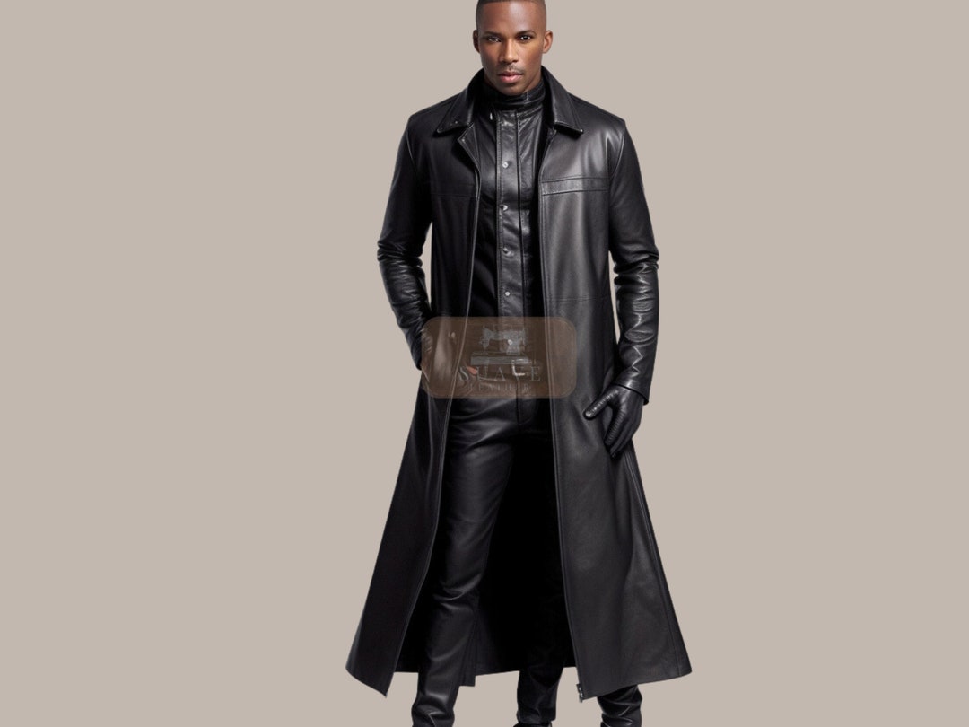 Gabardina de cuero genuino abrigo punk de cuero hecho a mano - Etsy España