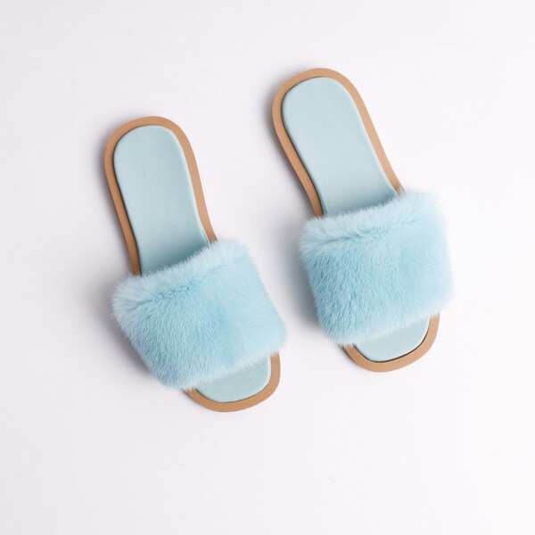 Mink Fur Slides - Etsy