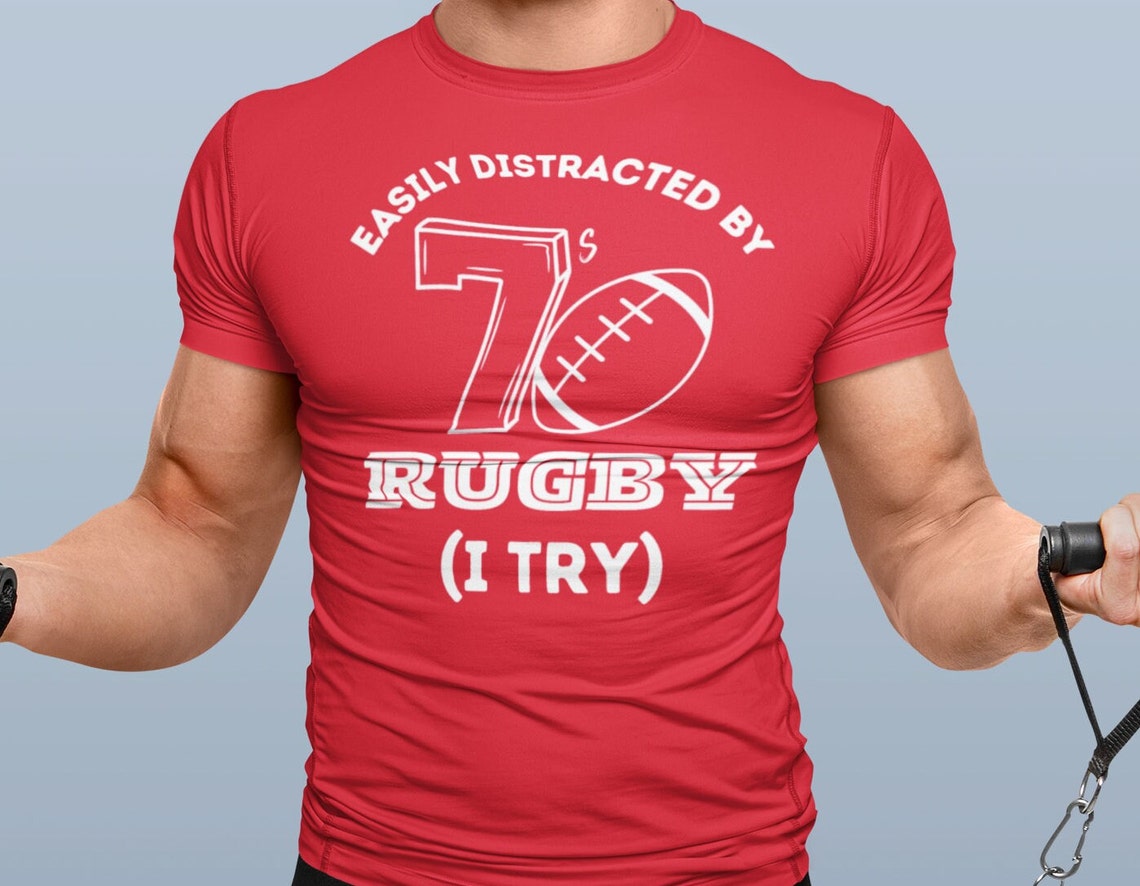 Rugby 7's Tee Shirt, Distracted by Rugby Tee Shirt, 7's Rugby Lovers ...