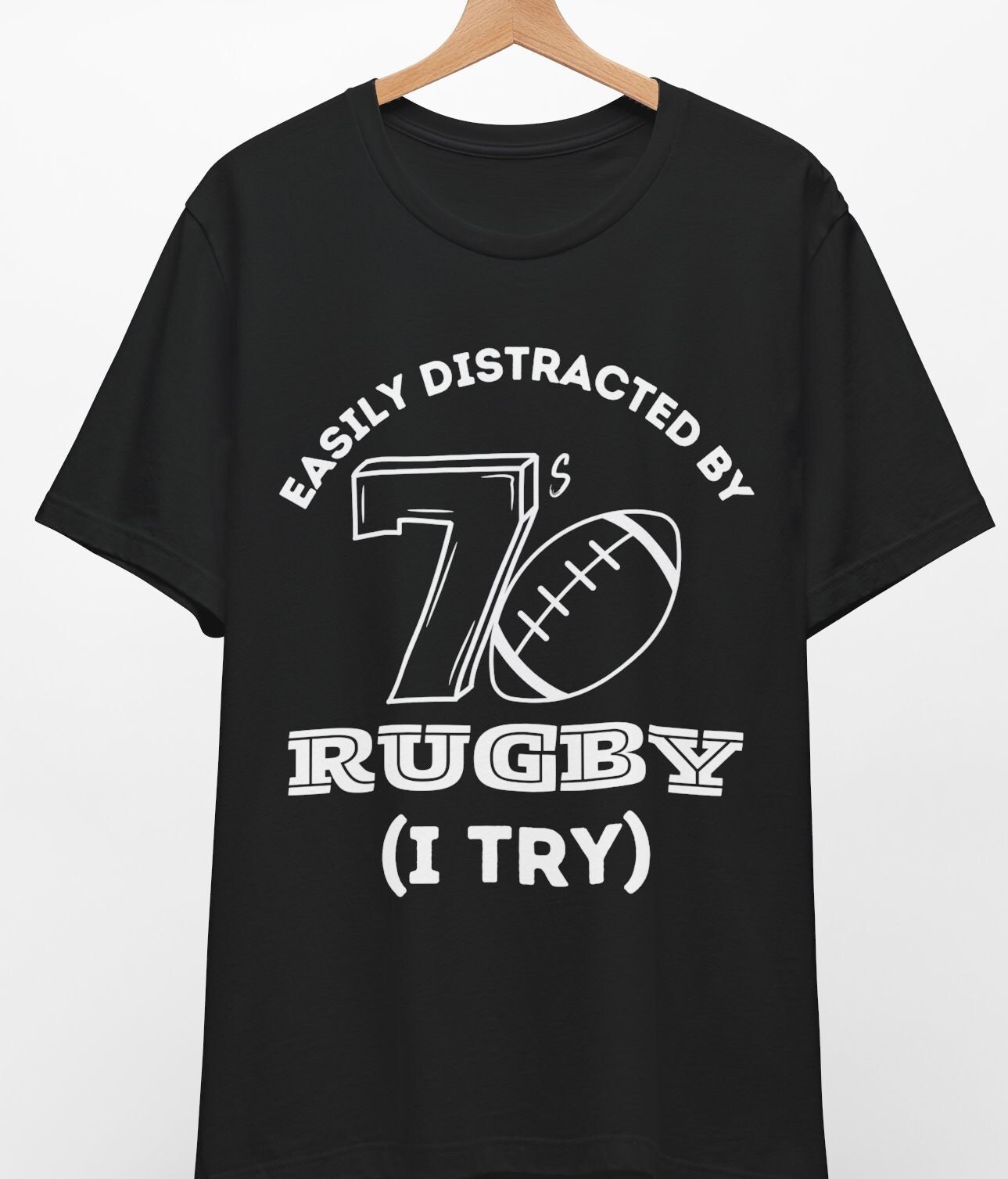 Rugby 7's Tee Shirt, Distracted by Rugby Tee Shirt, 7's Rugby Lovers ...