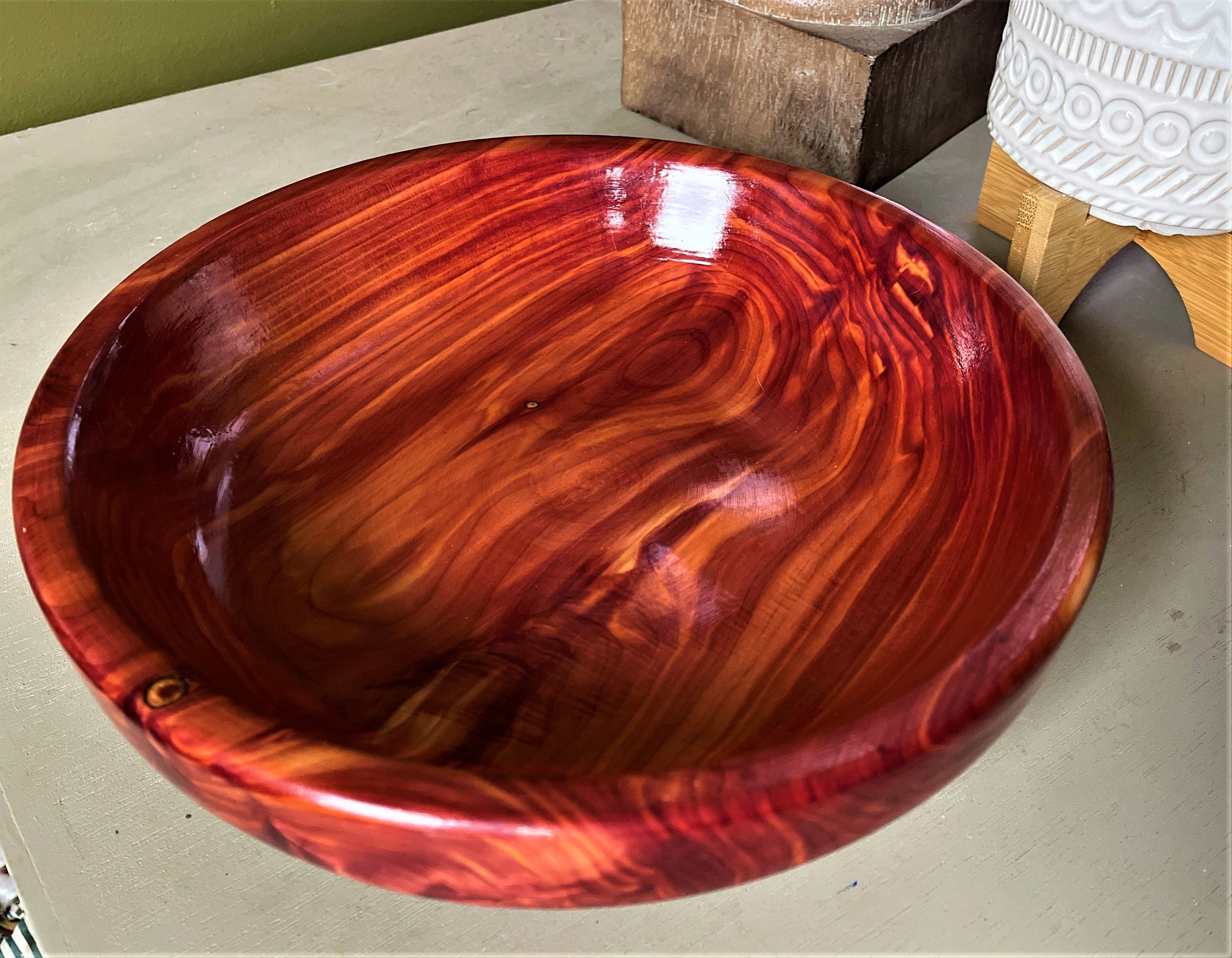 Wood Bowl Red Juniper Handmade - Etsy