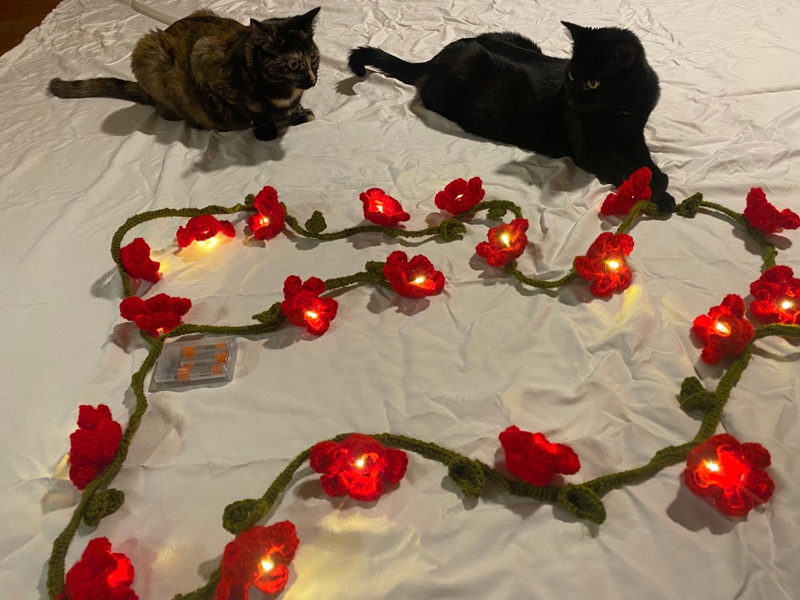 Interchangeable Crochet Flower String Lights - Etsy
