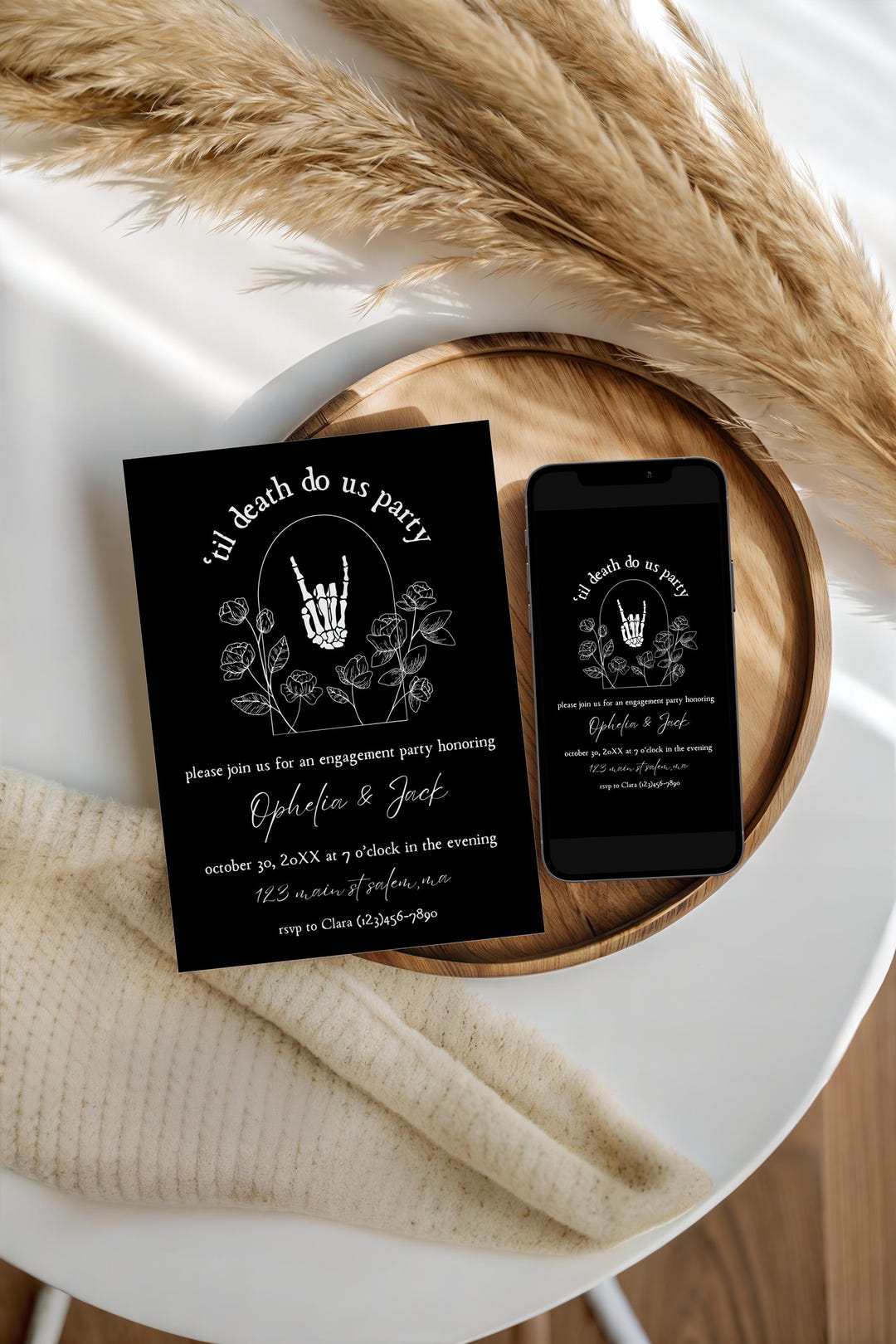 OPHELIA | 'til Death Do Us Party, Engagement Party Invitation Template ...