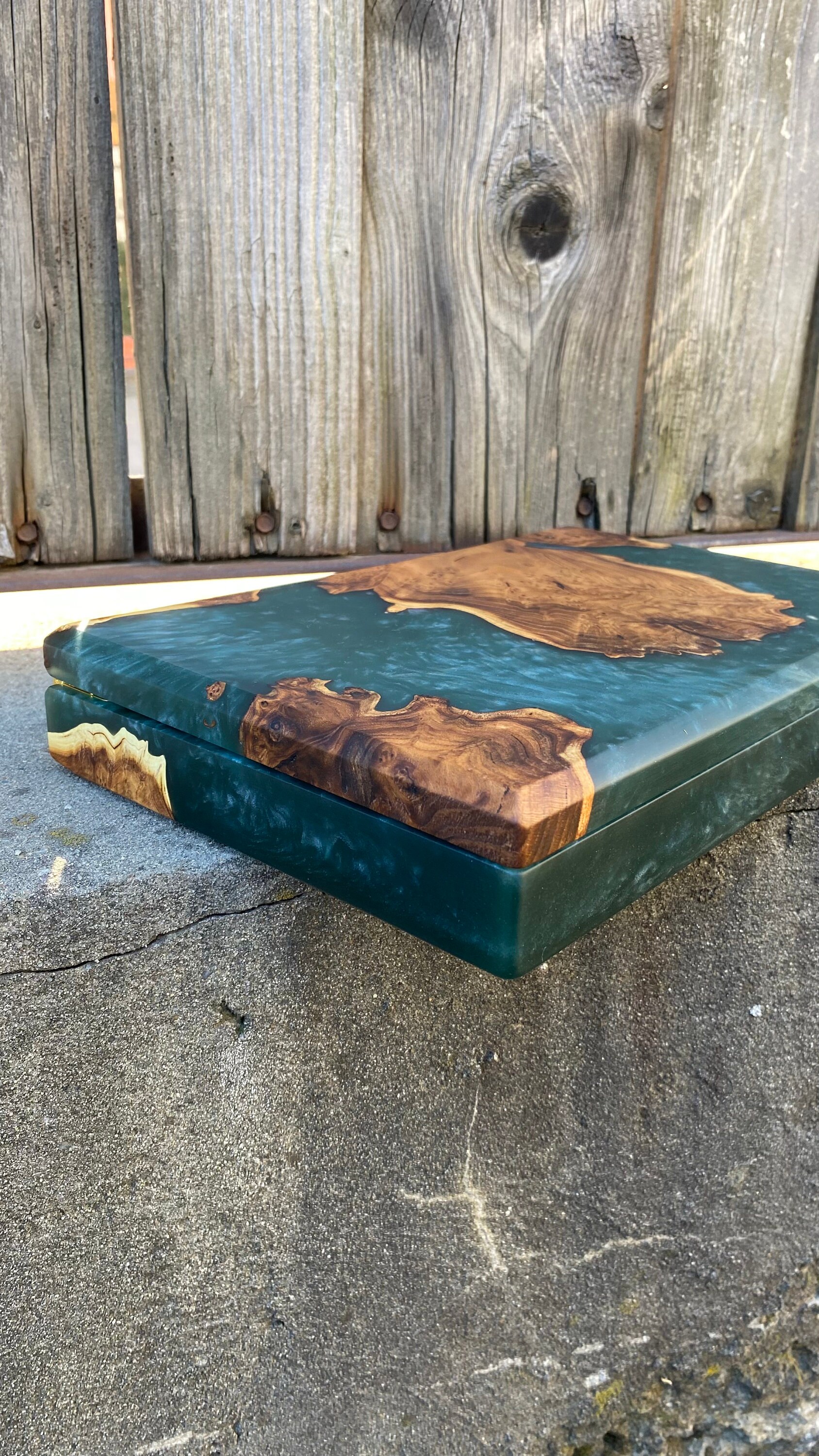 Green Epoxy Resin Jewelry Box, Travel Jewelry Box, Bracelet Holder ...