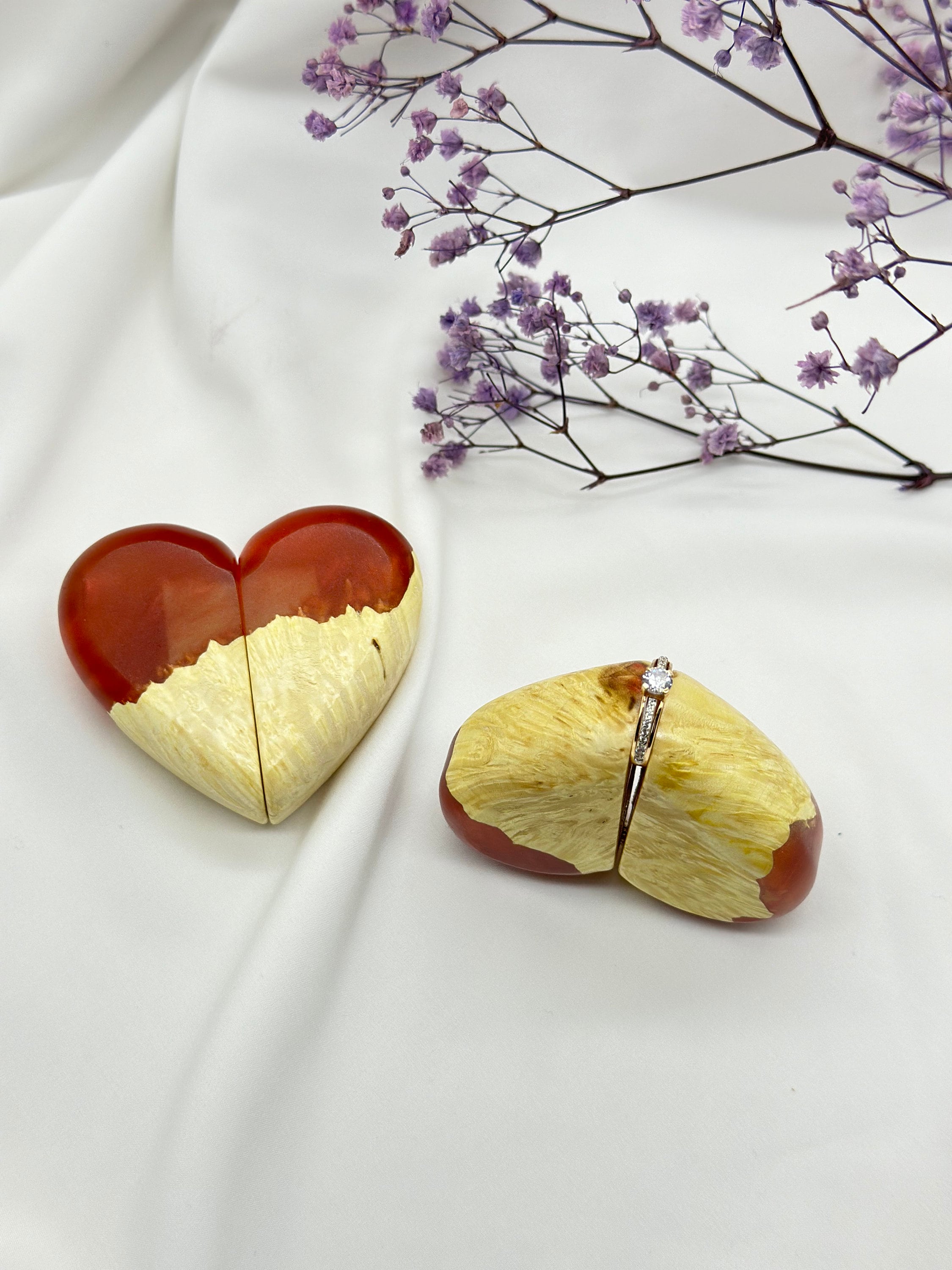 Epoxy Red Ring Box, Epoxy Ring Box, Heart Jewelry Box, Wedding Ring Box ...