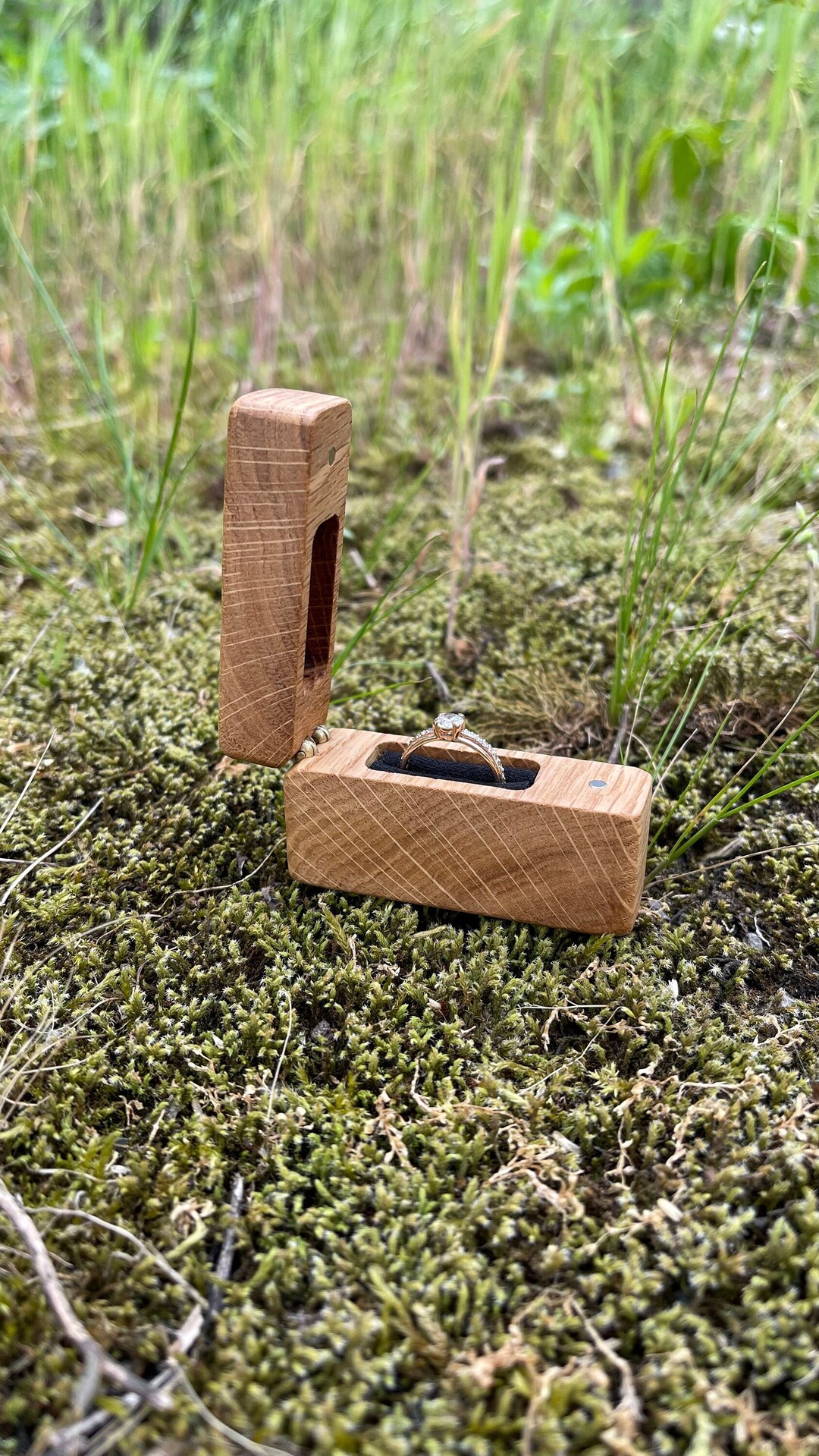 Proposal Slim Natural Wooden Ring Box, Handmade Ring Box, Nature ...