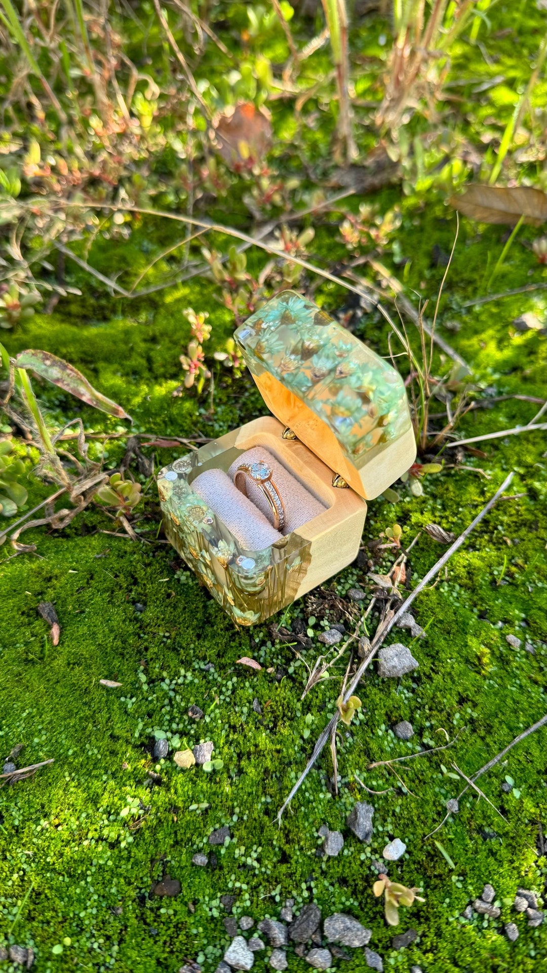 Engagement Ring Box, Proposal Ring Box, Single Ring Box, Light Blue ...