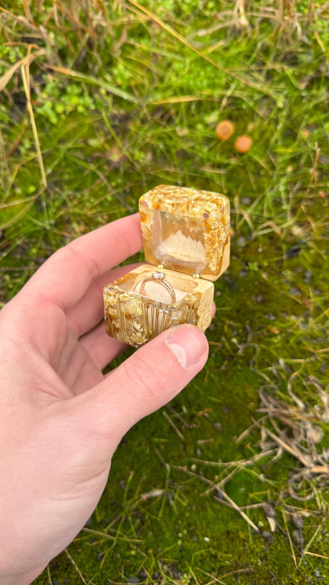 White Epoxy Ring Holder, Wildflower Ring Box, Wedding Accessories ...