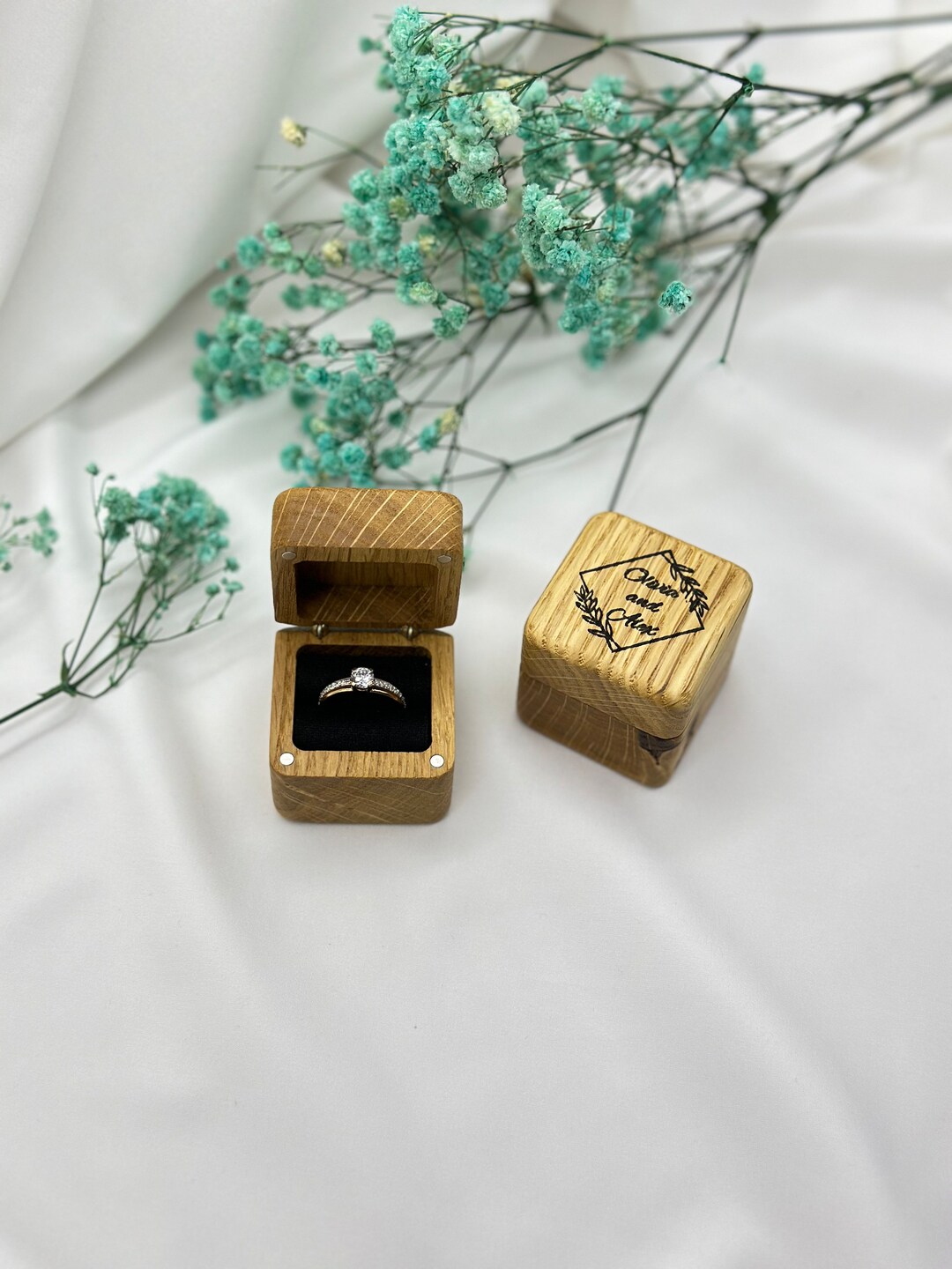 Custom Wooden Ring Box, Engraved Ring Case, Wooden Jewelry Box, Ring ...