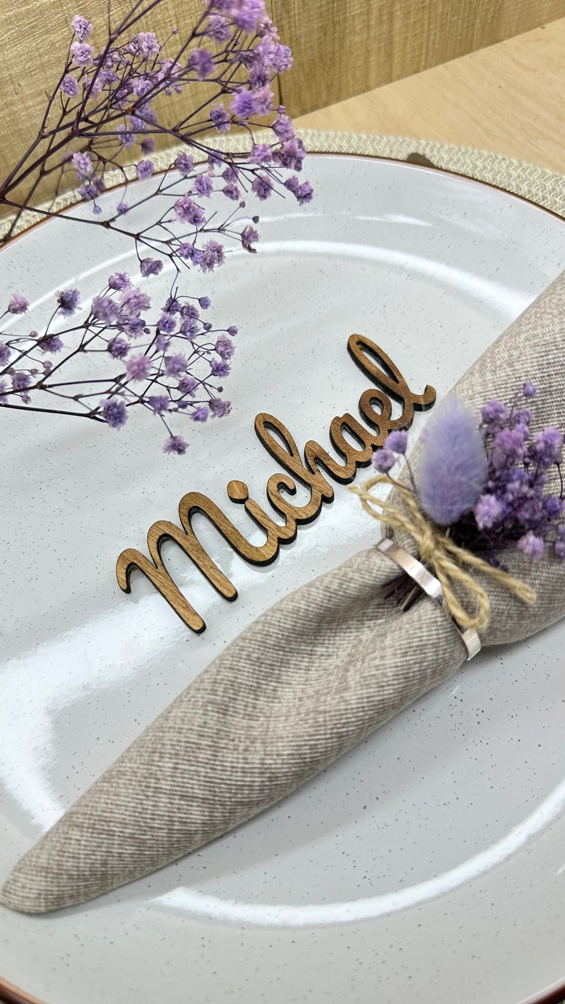 Rustic Laser Cut Name Sign, Wedding Name Cards, Wedding Place Names ...