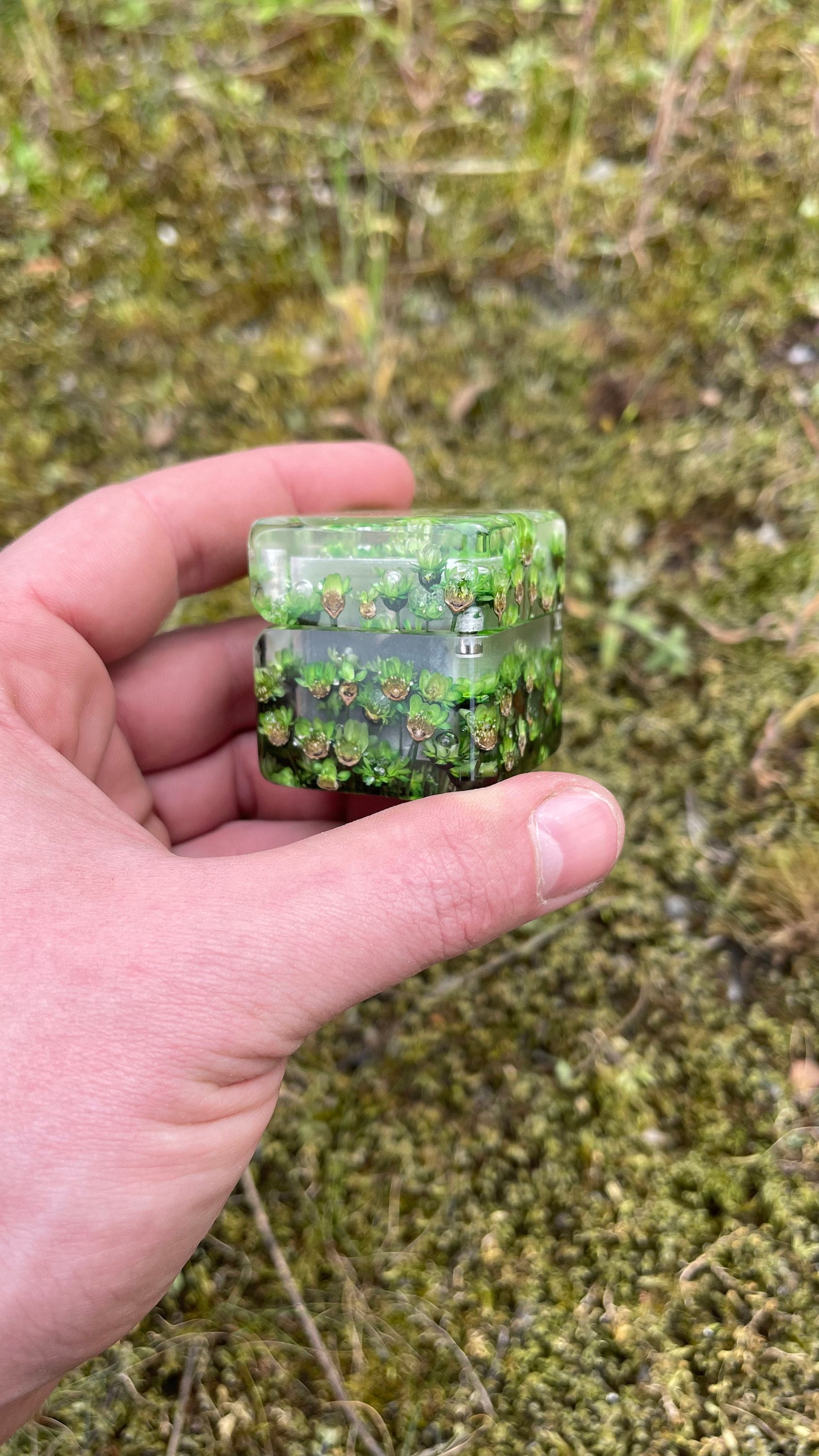 Green Flower Proposal Ring Box, Art Green Epoxy Engagement Ring Box ...