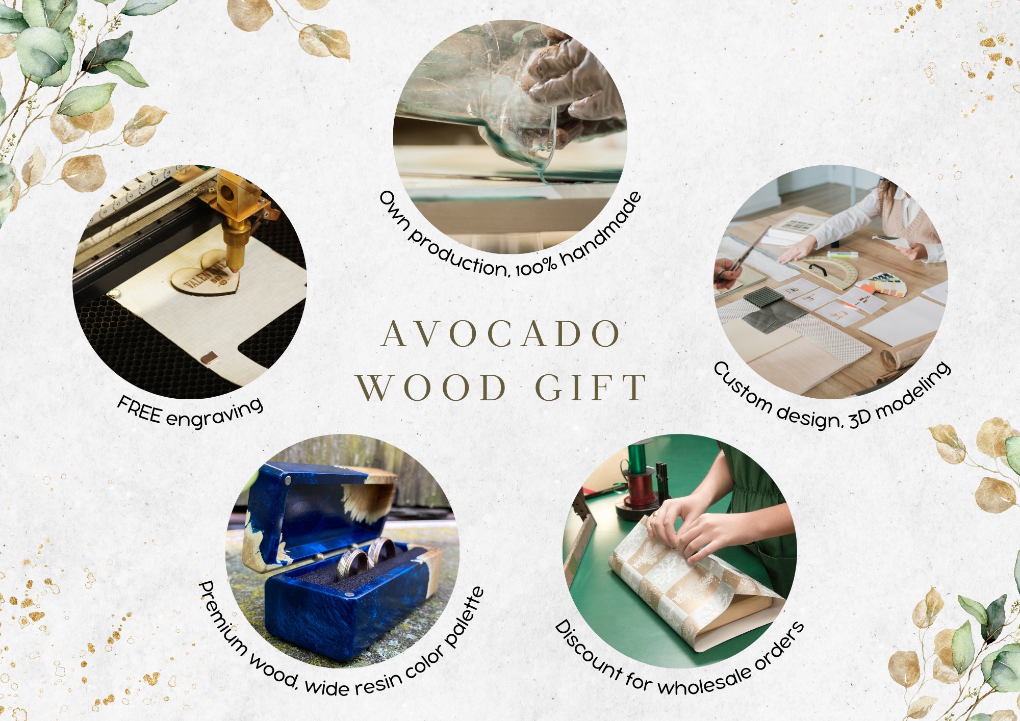 Green Flower Proposal Ring Box, Art Green Epoxy Engagement Ring Box ...