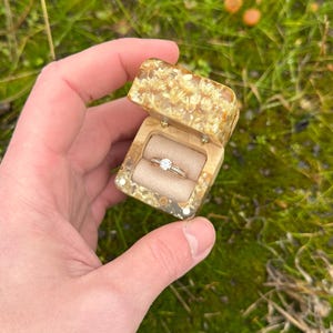 White Wildflower Engagement Ring Box, Rustic Ring Case, Unusual Ring ...