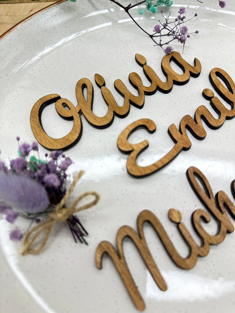 Rustic Laser Cut Name Sign, Wedding Name Cards, Wedding Place Names ...