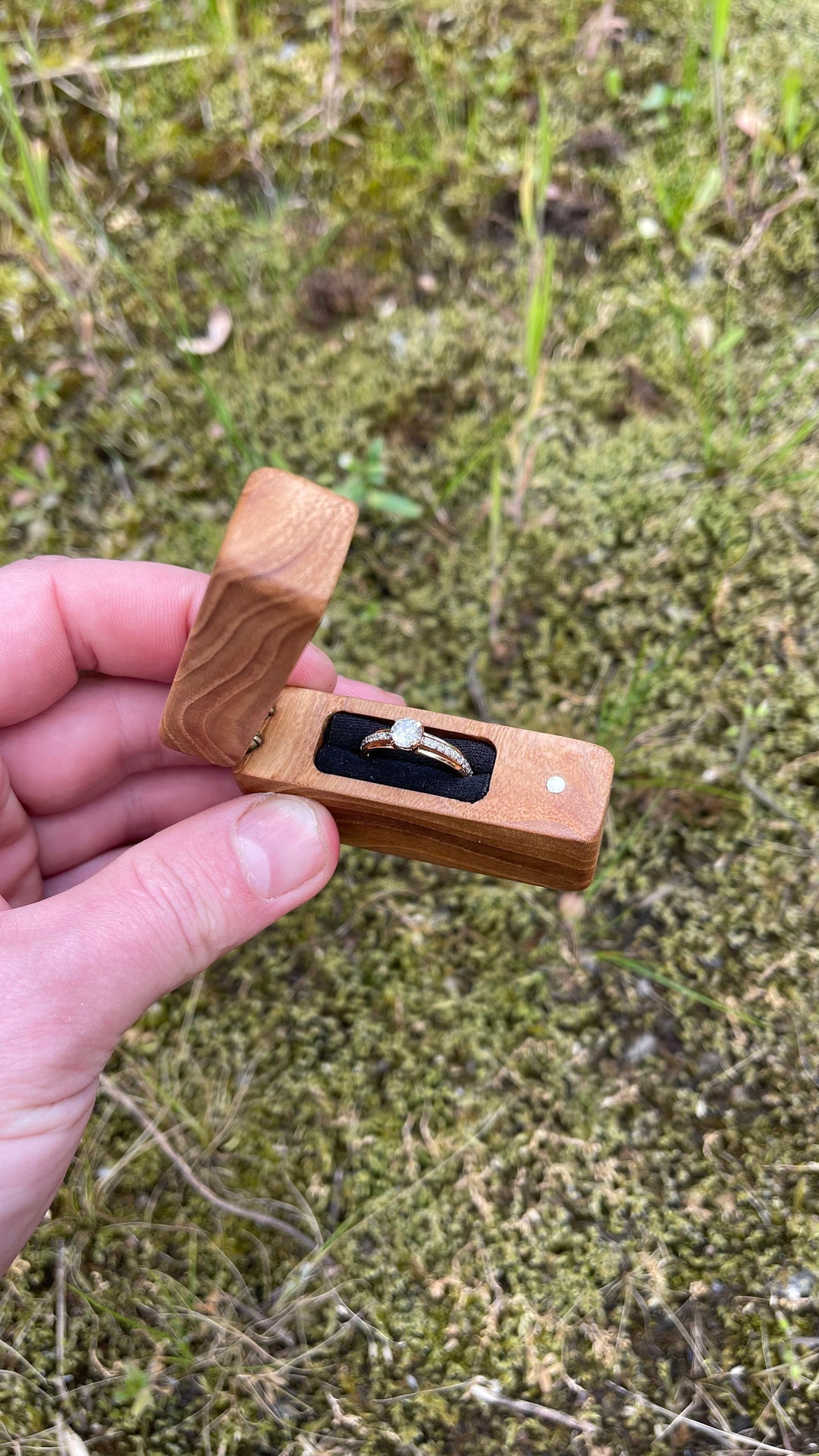 Small Pocket Ring Box, Proposal Ring Box, Wooden Rustic Ring Box ...