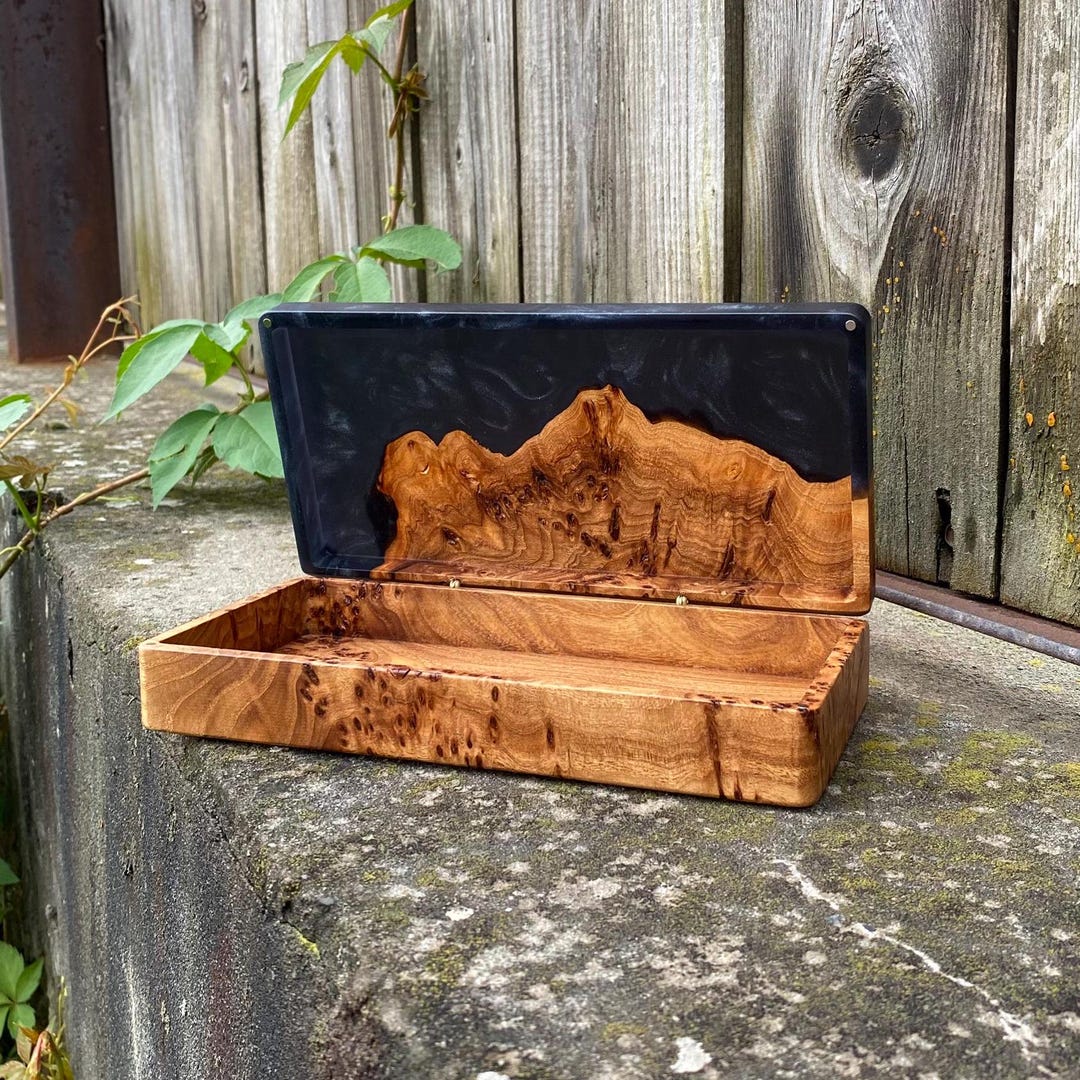 Fancy Elm Wood Box, Elegant Black Jewelry Holder, Box for Necklaces ...